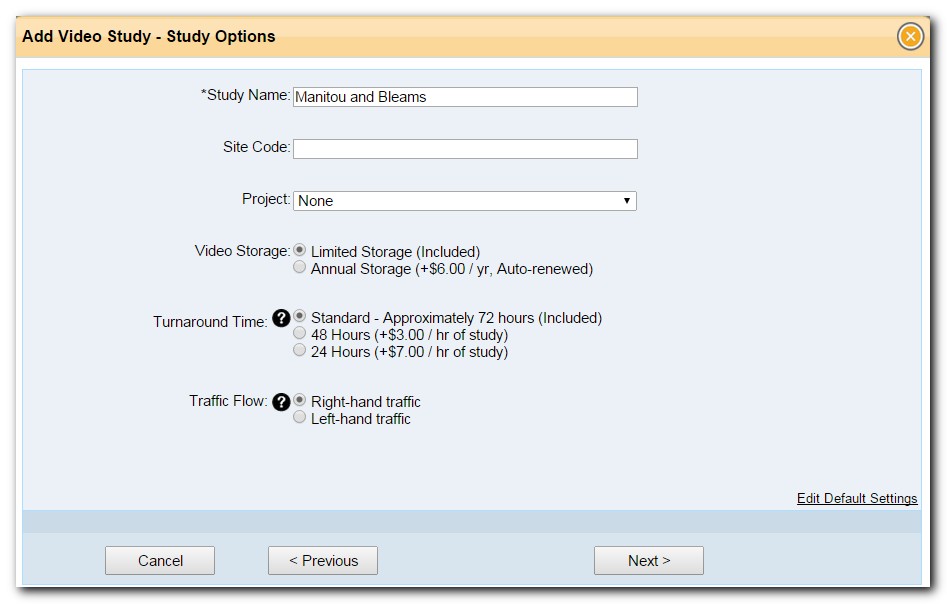 Configure an ATR Study in Traffic Data Online